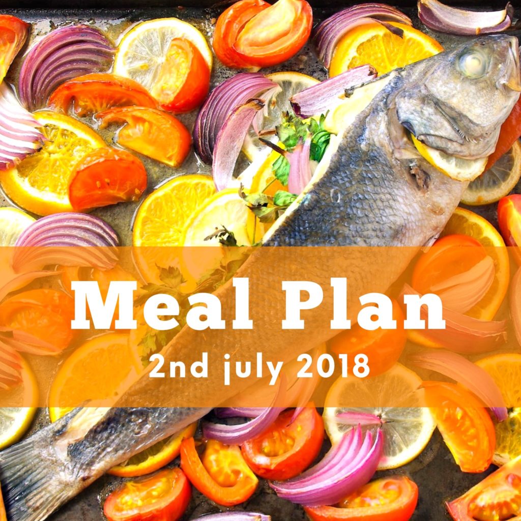 Bon App's weekly balanced meal plan for 2nd July 2018