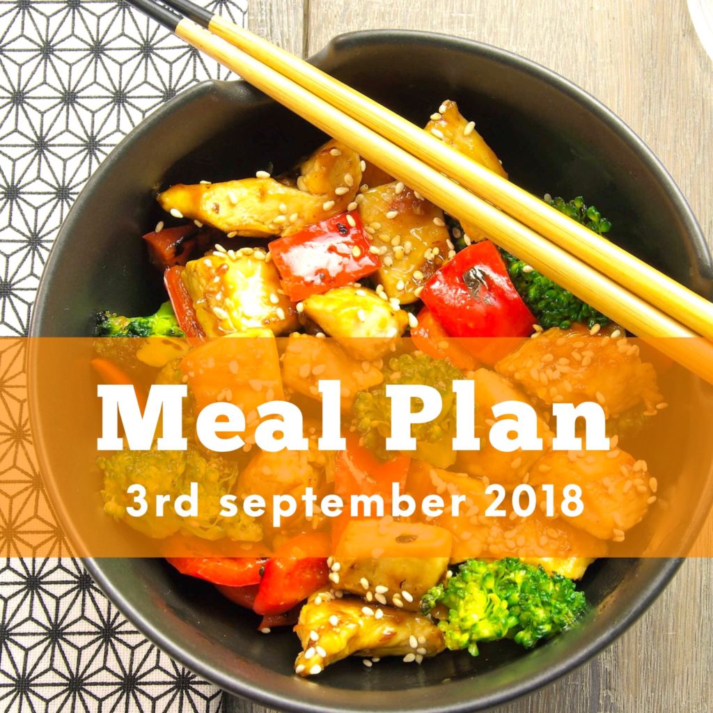 Bon App's weekly balanced meal plan for 3rd September 2018